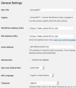 Cara Melakukan Konfigurasi Pada Settingan WordPress